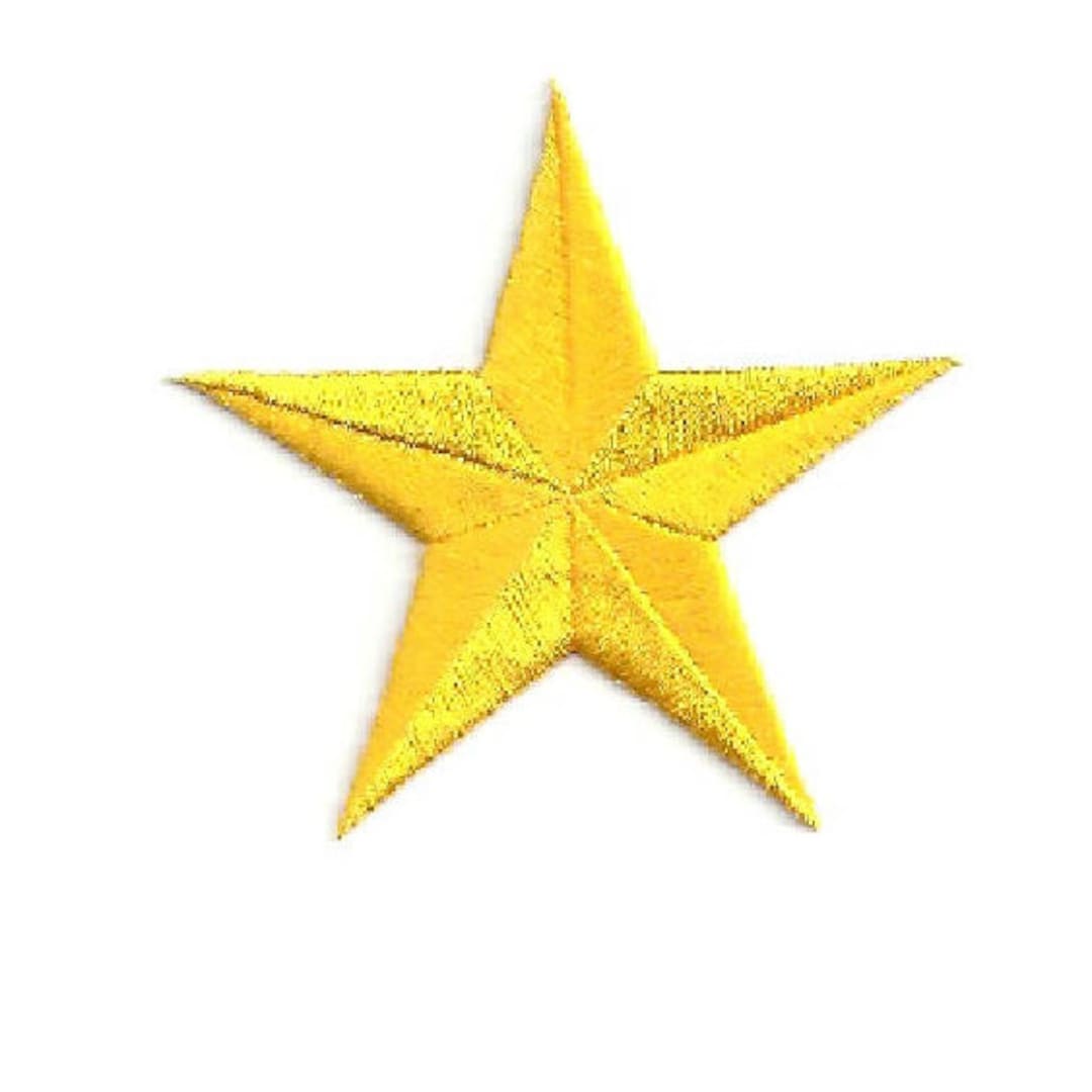 Star - Yellow - Embroidered Iron on Patch - ONE Generous 3" Star ...