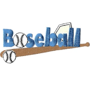 Baseball - Baseball Text,bat & Ball - Sports - Coach - Embroidered Iron ...