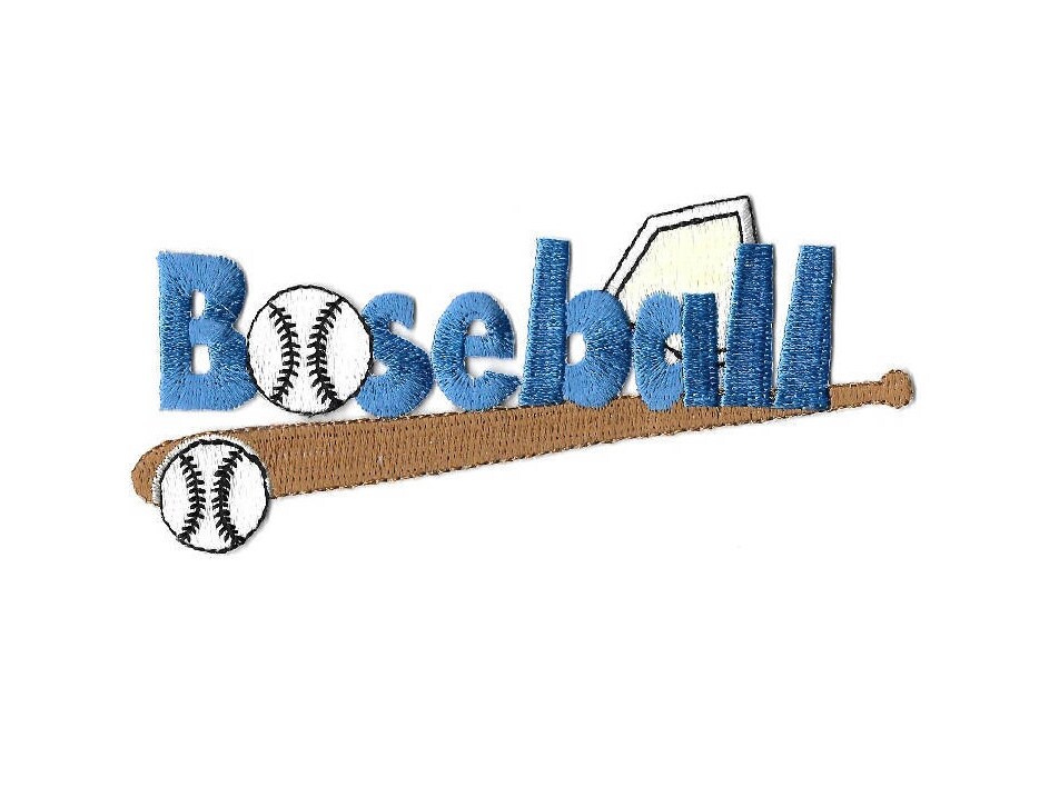 Baseball Baseball Text,bat & Ball Sports Coach Embroidered Iron on ...