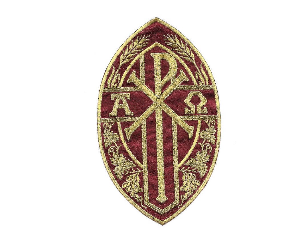 Chi-rho Christogram-alpha and Omega- Burgundy - Iron on Patch - Large ...