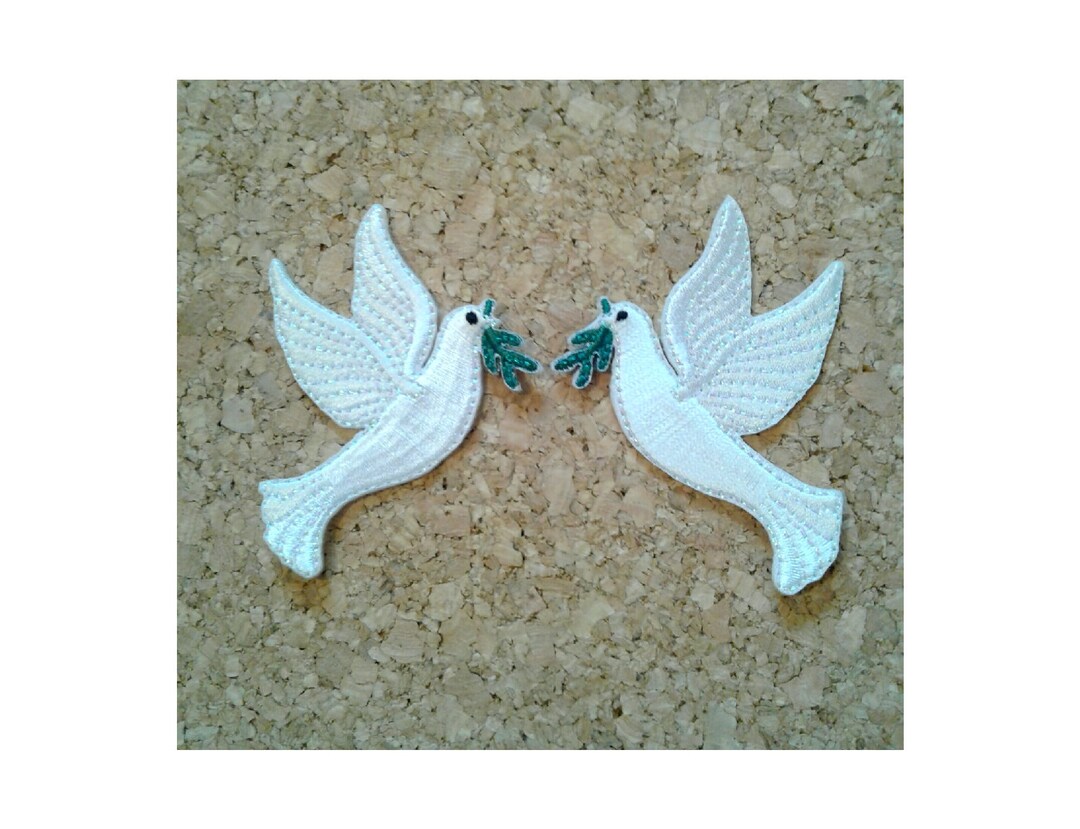 Dove - Doves - White Dove W/olive Branch - Peace - Crafts - Embroidered ...