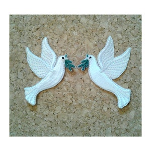Dove - Doves - White Dove W/olive Branch - Peace - Crafts - Embroidered ...