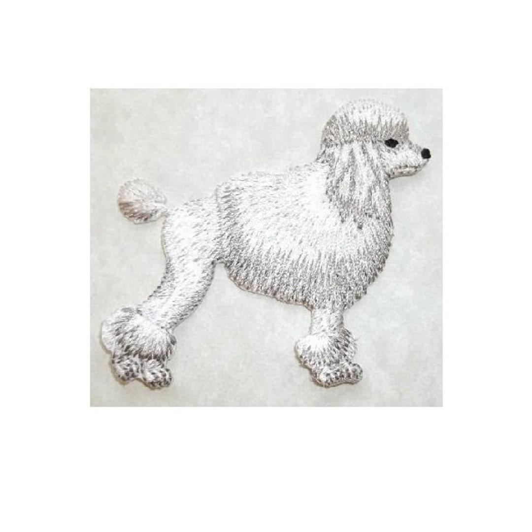 Dog - Poodle - White & Gray Embroidered Iron on Applique Patch - Etsy
