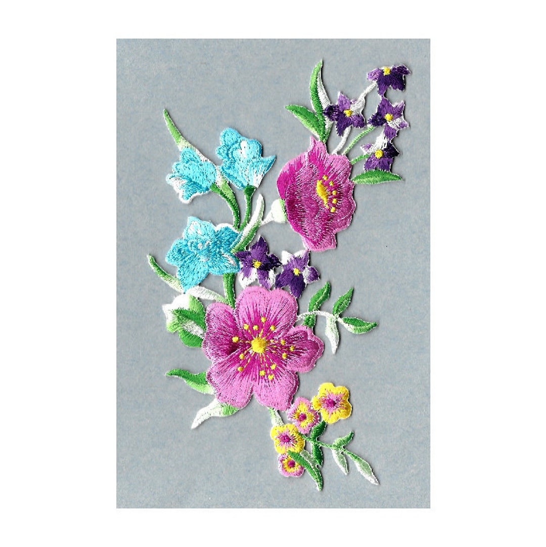 Flowers - Spring - Multi Group - Flower Spray - Embroidered Iron on ...