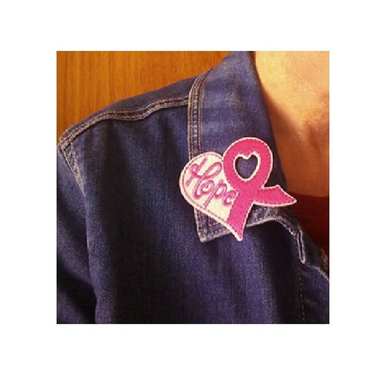 Breast Cancer Awareness Pin Brooch Hope Pink Embroidered - Etsy