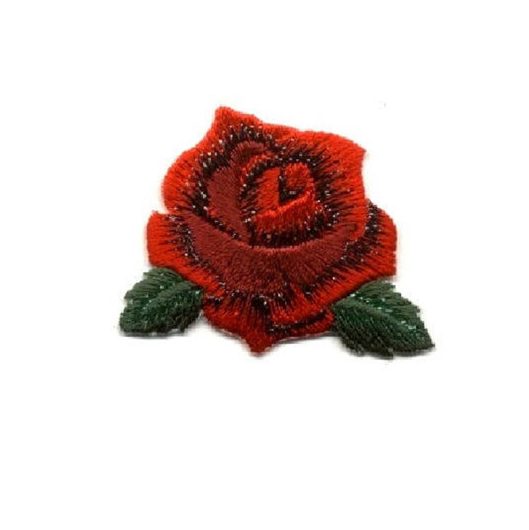 Rose Pin Brooch Red Rose Bloom Flower Red Embroidered - Etsy
