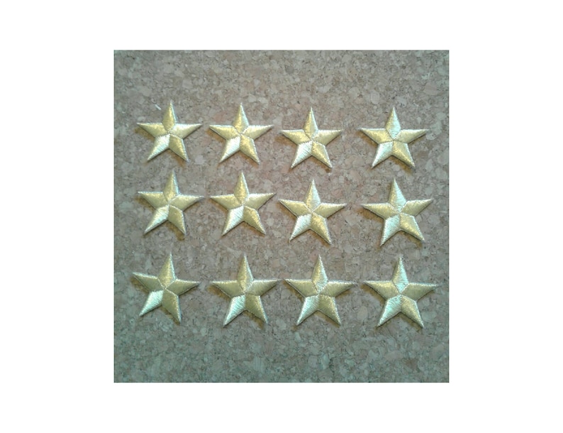 Set of 12 - Embroidered Gold Metallic Stars - Gold Star - School ...