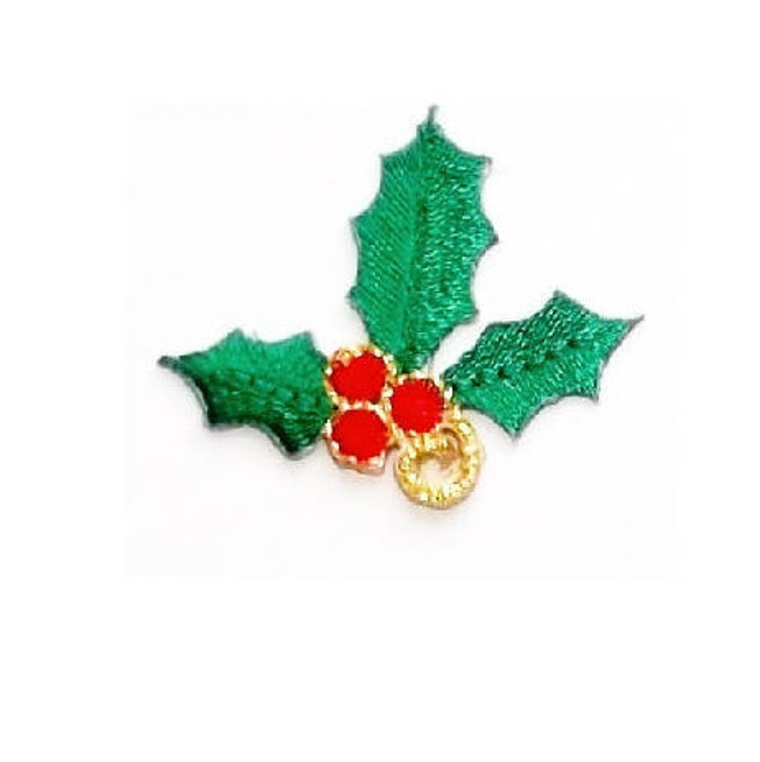 Christmas - Christmas Holly - Embroidered Iron on Applique Patch - Etsy