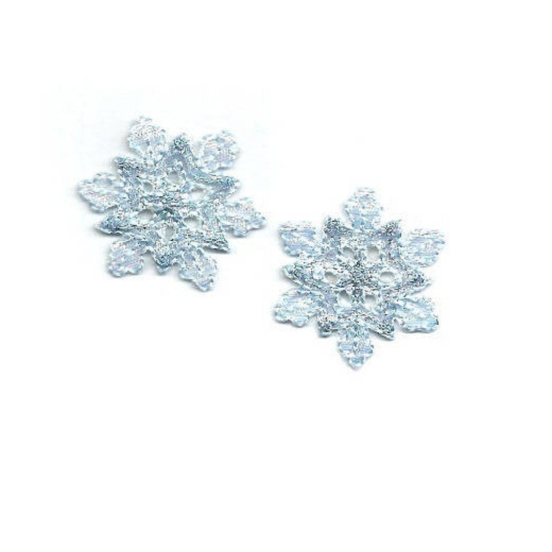 Set of 2 1 1/8 Snowflake Snowflakes Light Blue Iron on Applique Patch ...