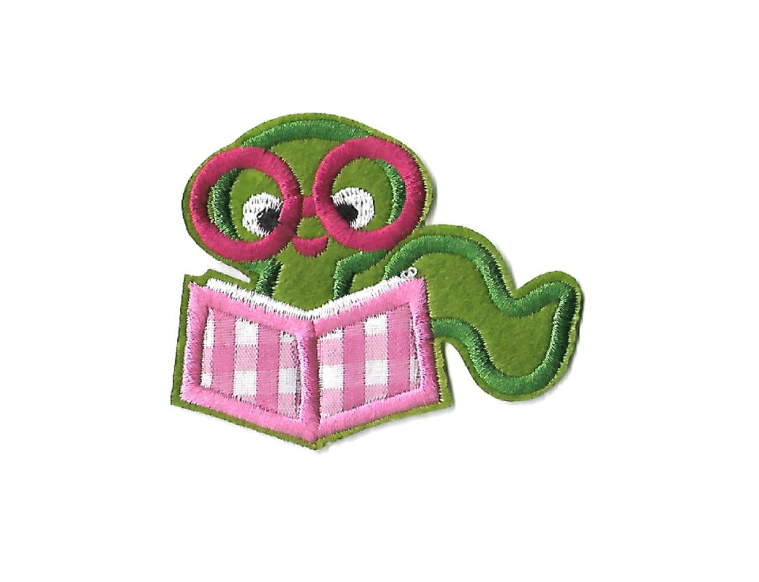 Bookworm - Book Lover - Reading - School - Embroidered Iron on Applique ...