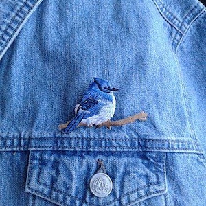 Bird - Blue Jay - Bird Watching - Embroidered Iron on Applique Patch ...