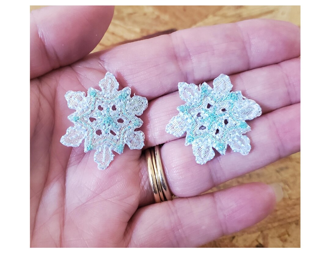 Set of 2 - (1 1/8") Snowflake - Snowflakes - Light Blue Iron on ...