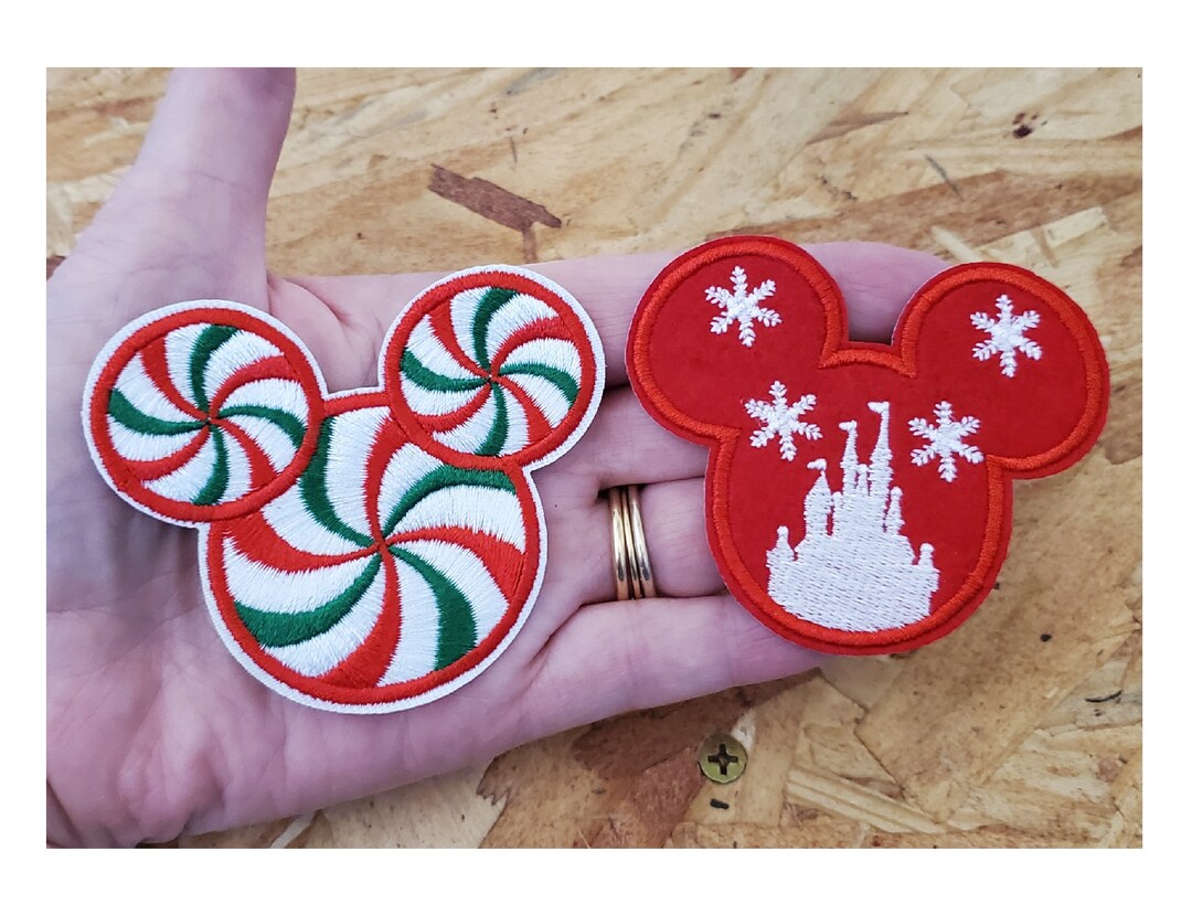Mickey Mouse - Peppermint - Castle - Christmas - Embroidered Iron on ...