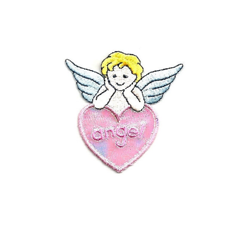 Angel - Pink Heart - Crafts - Embroidered Iron on Applique Patch - Etsy