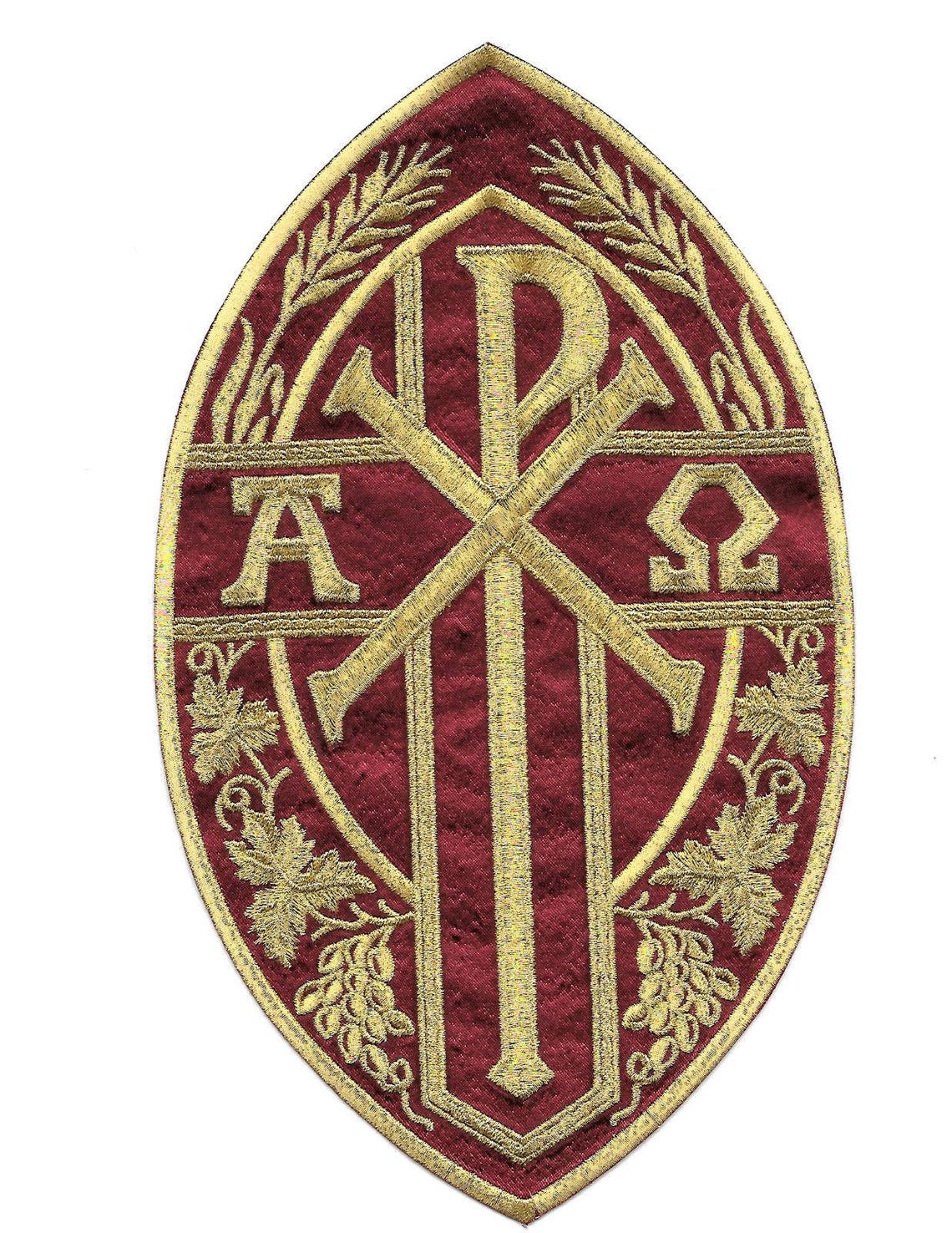 Chi-rho Christogram-alpha and Omega- Burgundy - Iron on Patch - Large ...
