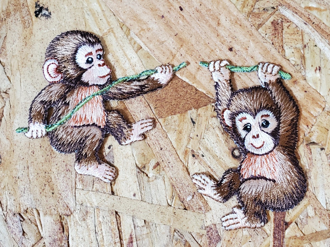 Monkey - Wild Animals - Jungle - Zoo - Embroidered Iron on Patch ...
