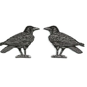 Raven - Crow - Bird - Corvus - Embroidered Black/gray Iron on Patch ...