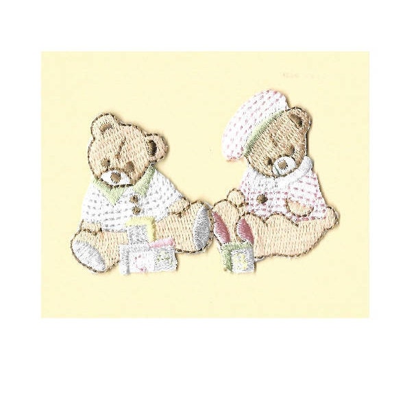Baby - Teddy Bear - Twins - Boy - Girl - Embroidered Iron on Applique ...