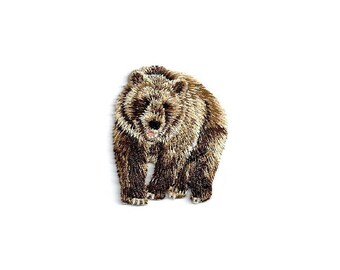 Brown Bear Grizzly Iron on Applique Embroidered Patch - Etsy