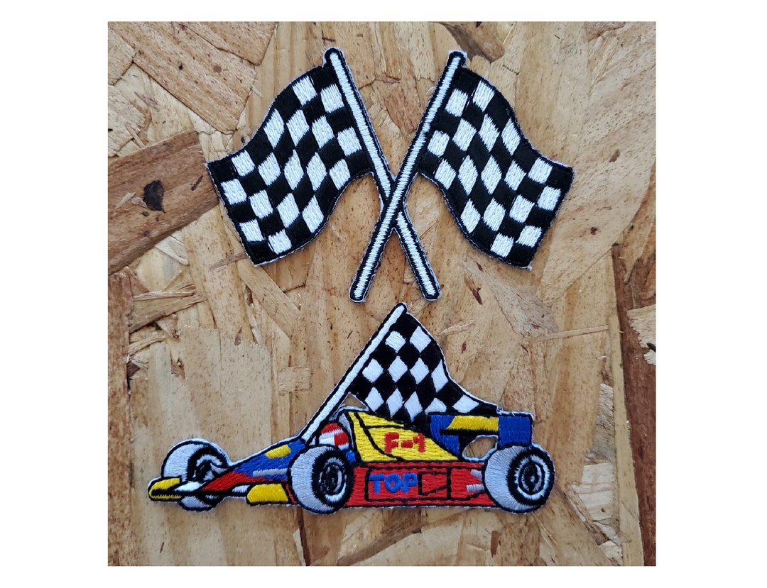 Racing - Race Car - Checkered Crossed Flags - Embroidered Iron on ...