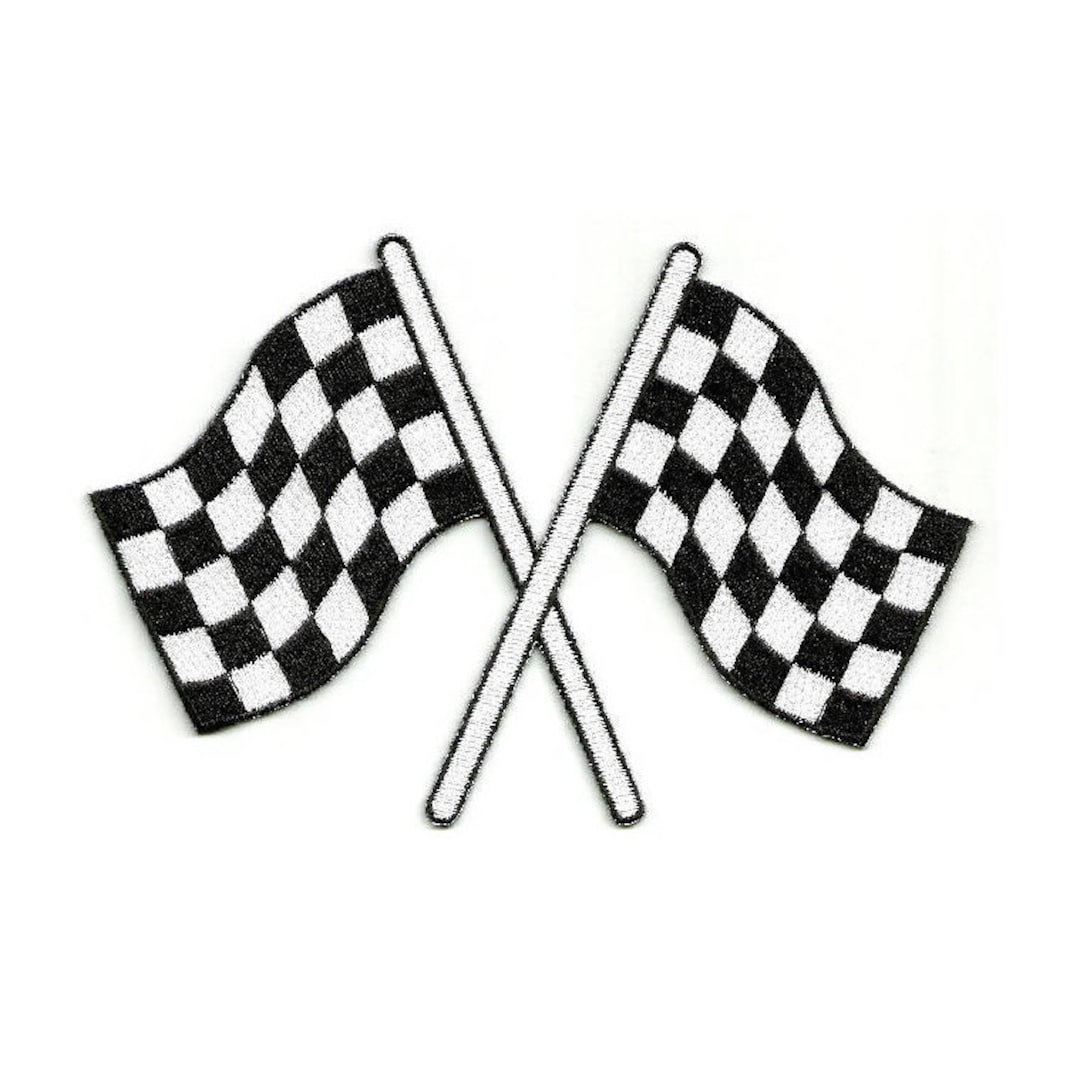 Racing - Checkered Crossed Flags Iron on Patch - Racing Theme-excellent ...