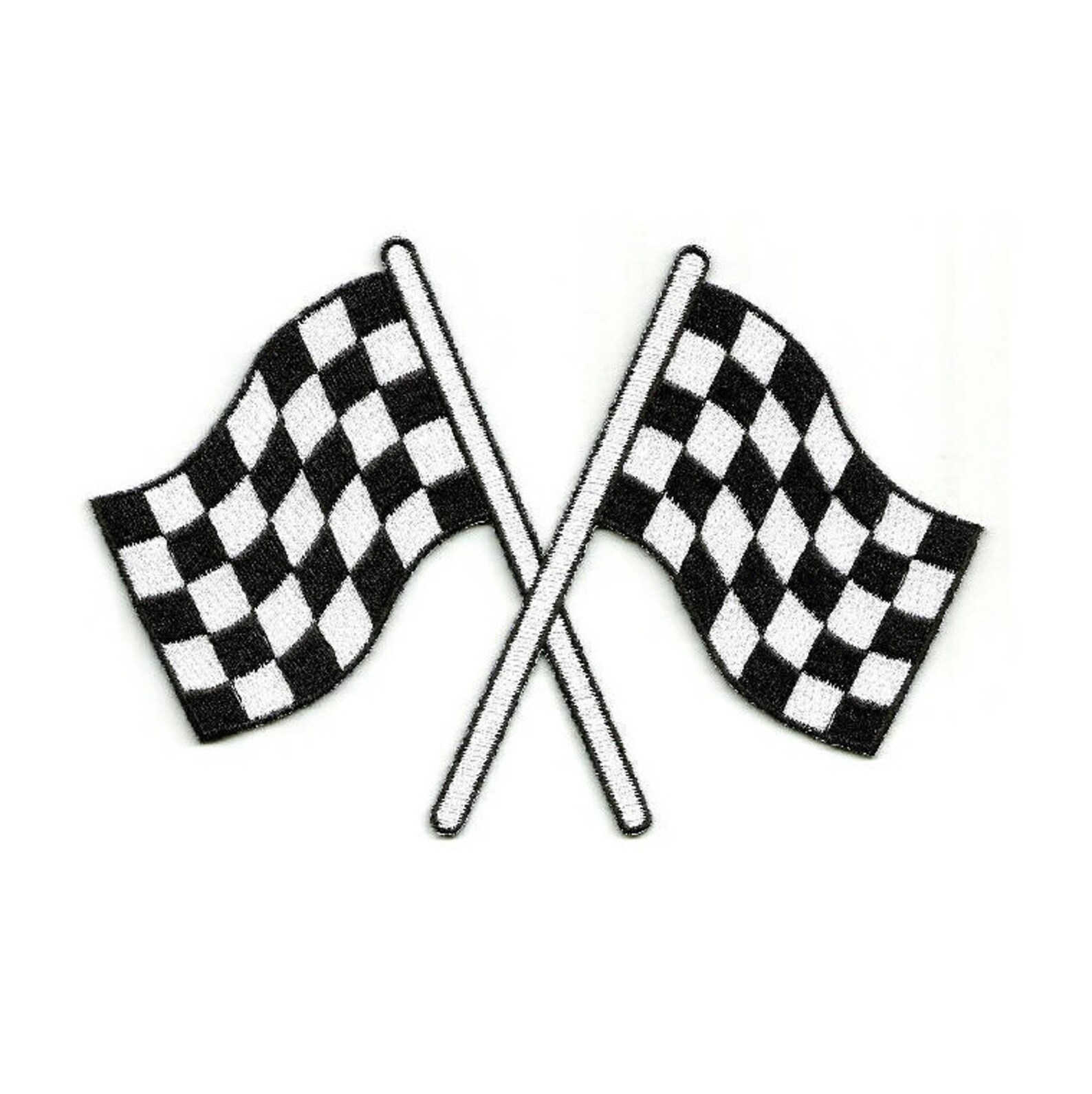 Racing - Checkered Crossed Flags Iron on Patch - Racing Theme-excellent ...