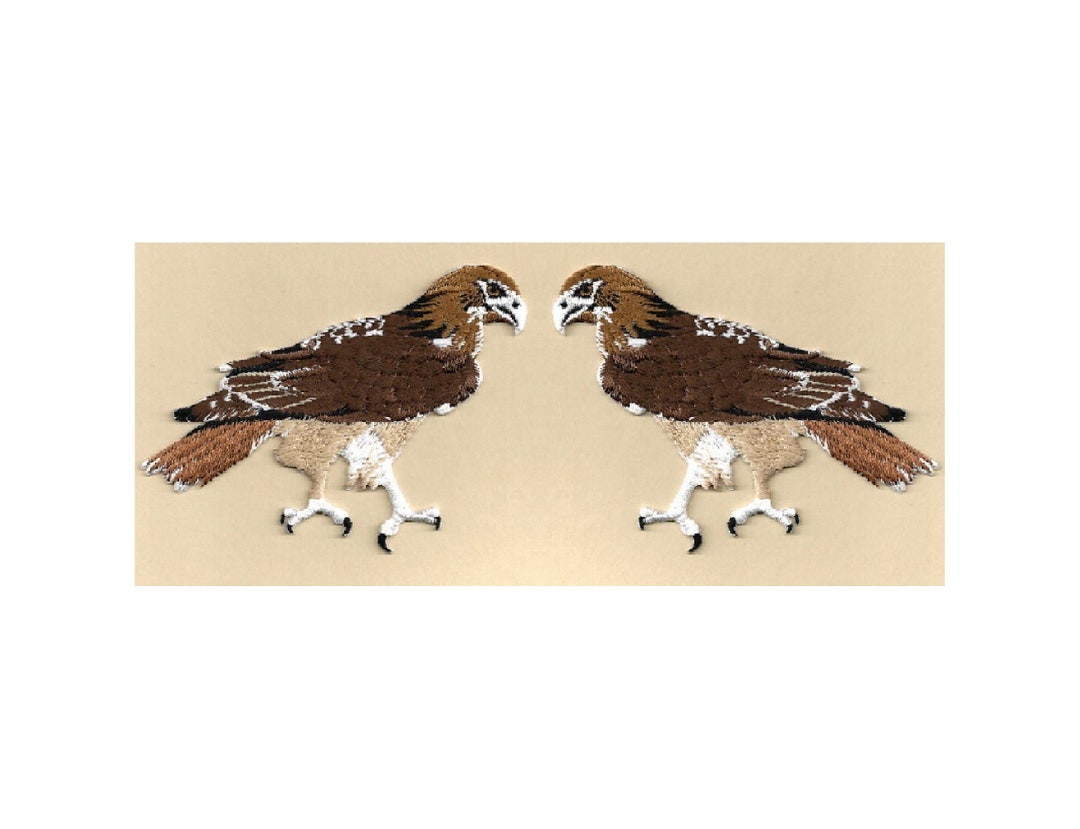 Hawk-red Tailed - Birds - Fully Embroidered Iron on Applique Patch ...