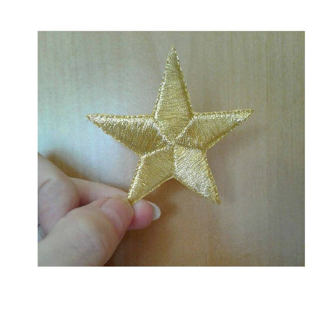 Stars - Star - Gold - Embroidered Gold Metallic Stars Iron on Patches ...