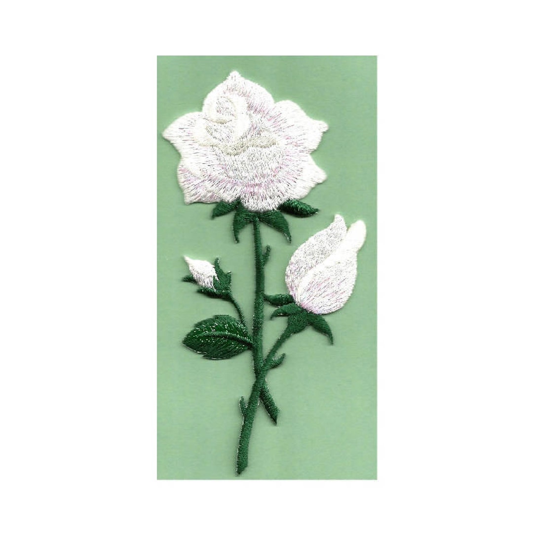 Rose - White - Gardening - Flower - Rose - Embroidered Iron on Applique ...