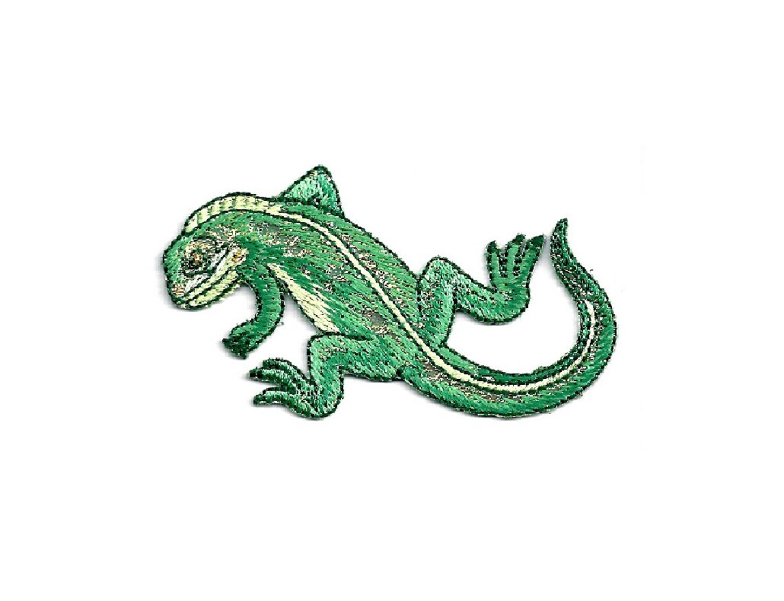 Lizard Green Reptile Embroidered Iron on Applique Patch | Etsy