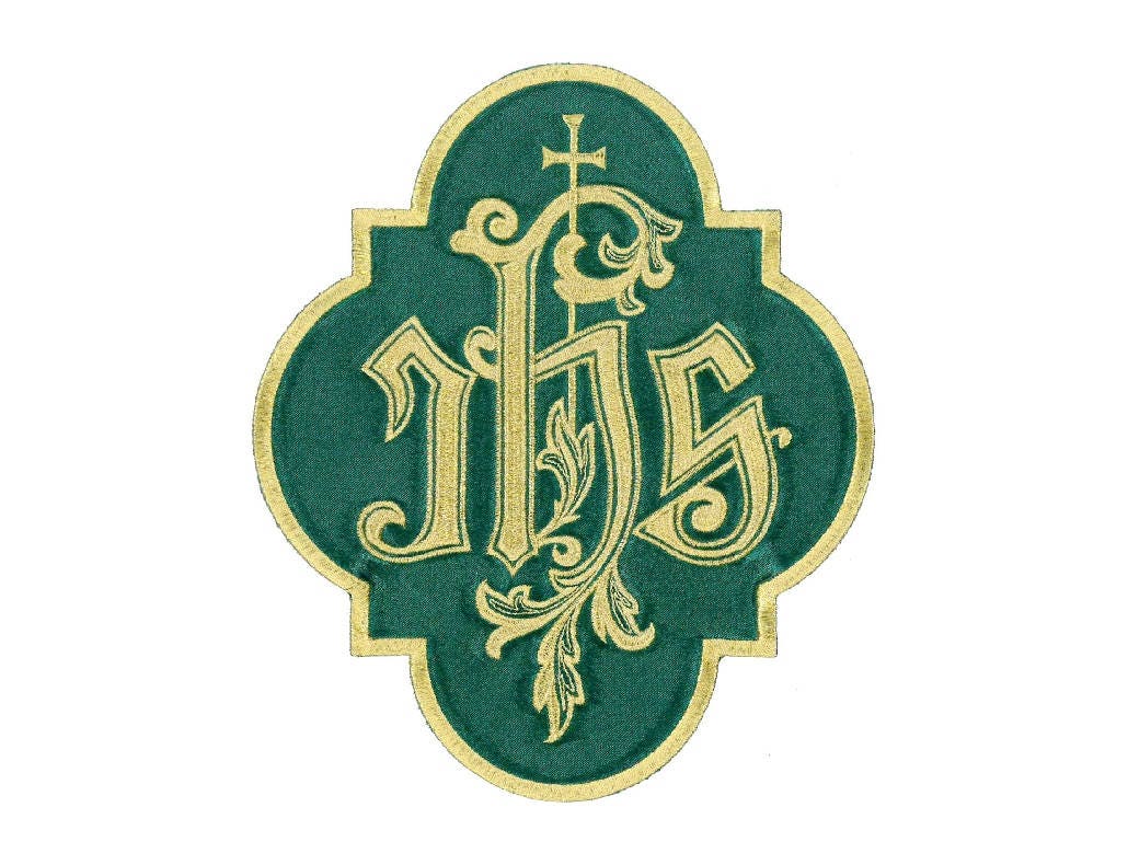 IHS Iota-eta-sigma Christogram W/ Latin Cross Vestment Embroidered Iron ...