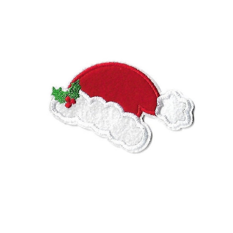 Santa Hat Christmas Santa Claus Holly Embroidered Iron | Etsy