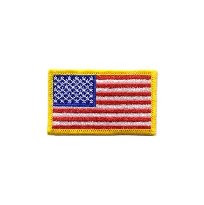 Flag USA American Yellow Edge Embroidered Iron on | Etsy