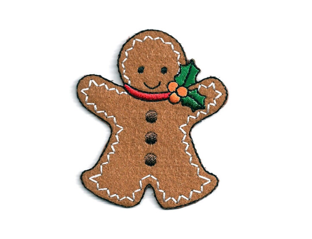 Gingerbread Man - Holly - Christmas - Winter - Embroidered Iron on ...