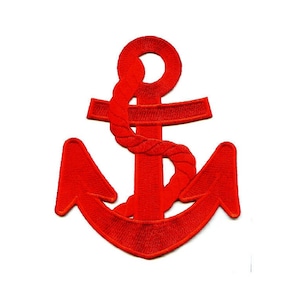Anchor - Red W/rope - Nautical Embroidered Iron on Patch - 5 7/8"h - Etsy