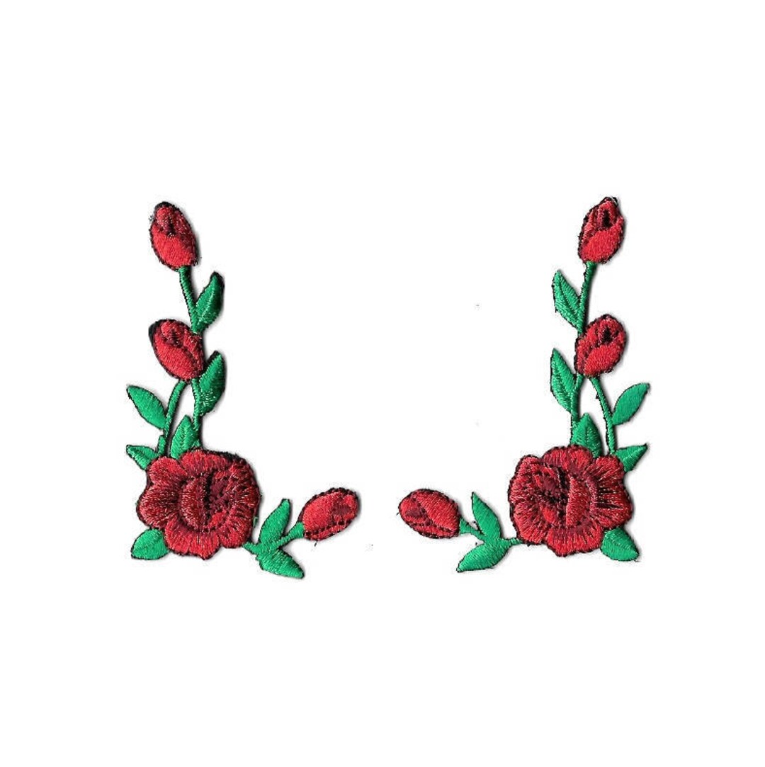 Red Rose - Gardening - Corners - Borders - Embroidered Iron on Applique ...