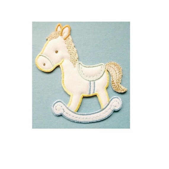 Rocking Horse Baby Design Cream/pastels Embroidered Iron - Etsy
