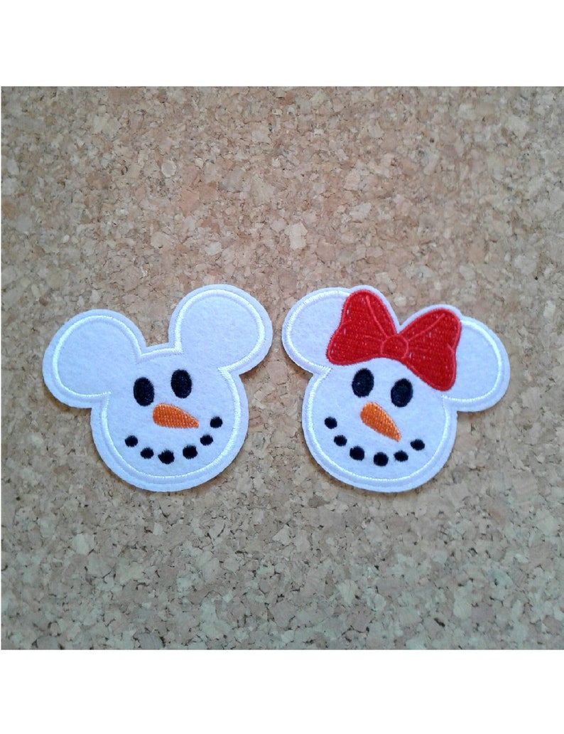 Snowman Mickey Minnie Mouse Snow Winter Embroidered | Etsy