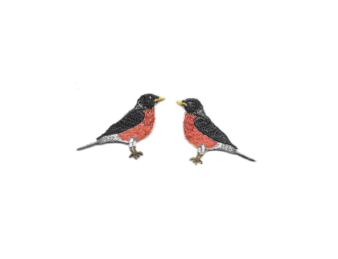 American Robin - Bird - Spring - Crafts - Embroidered Iron on Applique ...