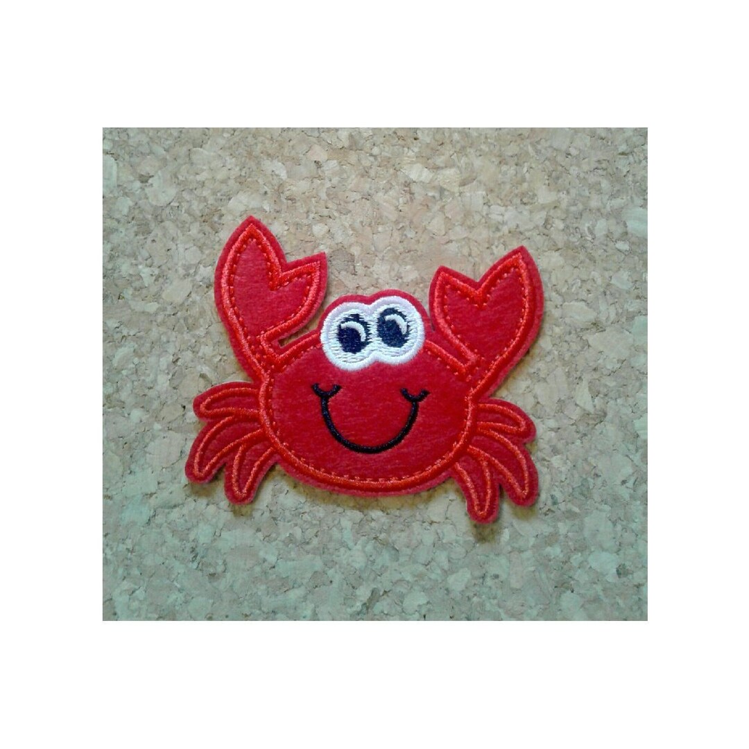 Crab - Seafood - Chef - Beach - Red - Embroidered Iron on Applique ...