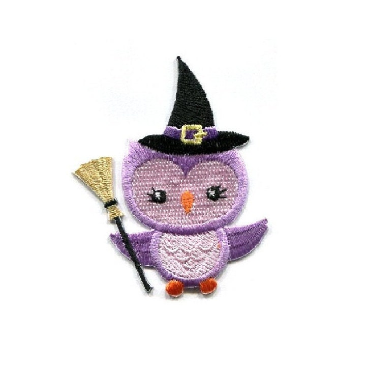 Owl - Halloween - Bird - Witch - Crafts - Embroidered Iron on Applique ...