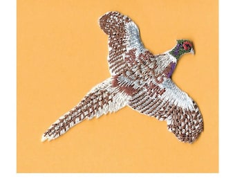 Ring-necked Pheasant Bird Flying Iron on Applique Embroidered Patch ...