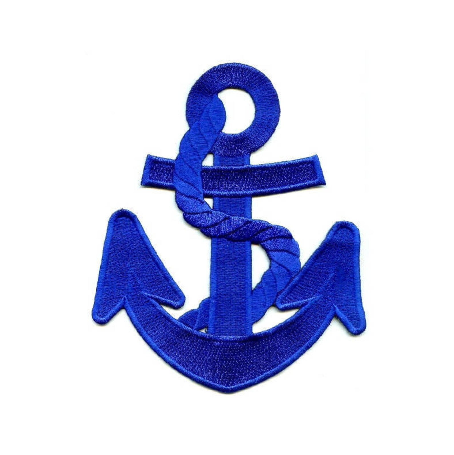 Anchor - Royal Blue W/rope - Nautical Embroidered Iron on Patch - 5 7/8 ...