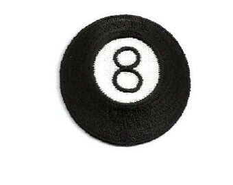 FLAMING EIGHT BALL Patch Iron-on Embroidered Applique Billiards Pool ...