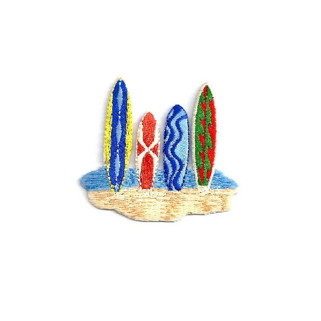 Surfboard - Beach - Surfing - Tropical - Embroidered Iron on Applique ...