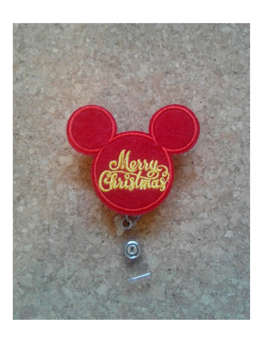 Merry Christmas Mickey Mouse - Retractable ID Badge Reel - Name Badge ...