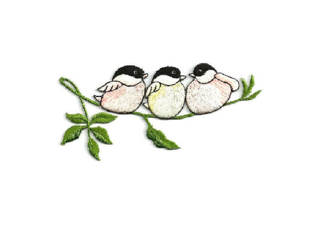 Birds - Bird Watching - Chickadees - Embroidered Iron on Applique Patch ...