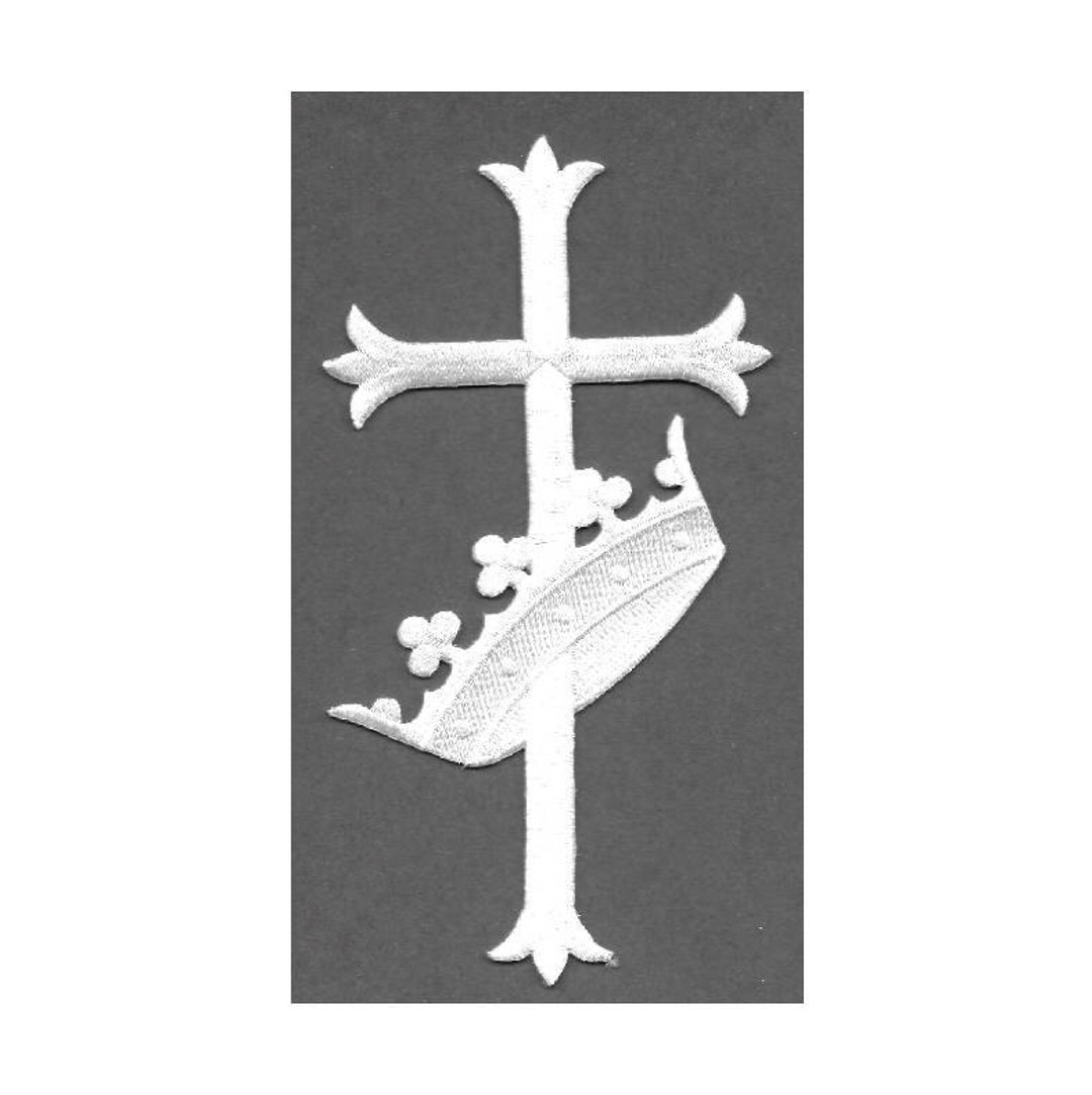 Cross - Latin Fleur Cross W/crown - Liturgical - Vestment - Embroidered ...