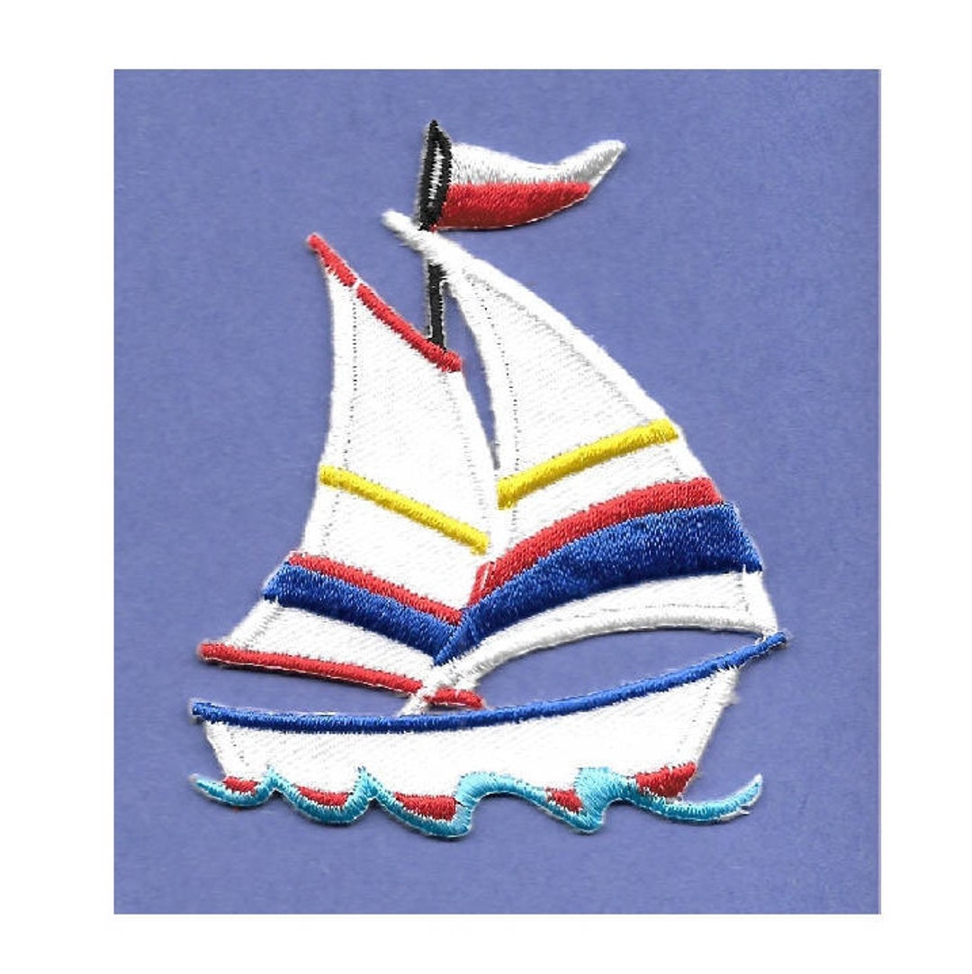 Sailboat - Sailing - Boating - Embroidered Iron on Applique Patch - 3"h ...
