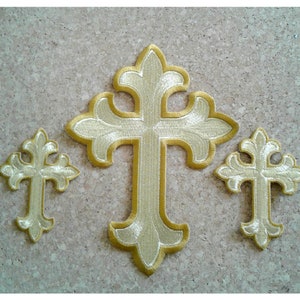 Fleur Cross - Vestment-embroidered Gold Metallic W/gold Rayon Edge Iron ...